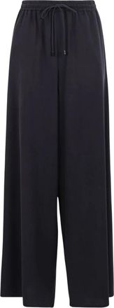 Max Mara Femme, Pantalons, Bleu, Taille: 38 FR Wide Washed Silk Pantalons