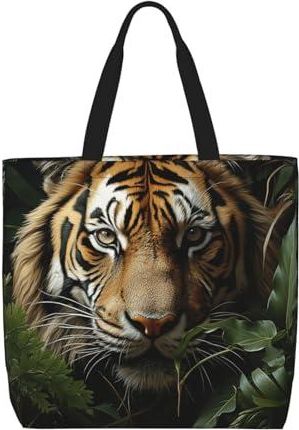 Generic Tigre Camouflage Sac A Main Femme L&eacute;ger Sacs De Courses Grand Sac Courses Pour Plage Quotidienne Voyage