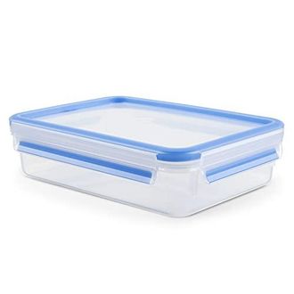 T-fal Master Frischhaltedose f&uuml;r Lebensmittel, rechteckig, transparent/blau, Plastik, transparent/blau, 1.2 Litre