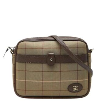 Burberry Sac bandouli&egrave;re Pre-owned en toile enduite et cuir &agrave; carreaux - Femme - Pre-owned - Beige - Taille: ONE Size