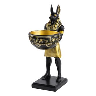 Generic Anubis-Statue mit Schale, 10 Zoll Hochwertige Resinfigur des &auml;gyptischen Gottes, Antike &Auml;gypten-Dekoration, Einzigartiges Sammlerst&uuml;ck f&uuml;r Mythologie-