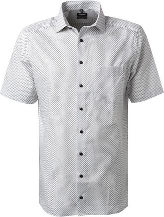 Olymp Herren Kurzarmhemd weiß gemustert