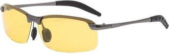 Generic Lunettes de soleil photochromiques en métal polarisées pour homme, vision nocturne, conduite, pêche, équitation, 2026, Noir et jaune, Taille unique