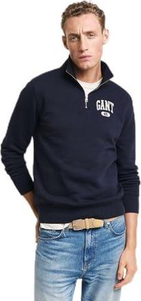 GANT Sweat-Shirt Seasonal Graphic à Demi-Fermeture éclair Maillot de survêtement, Bleu Nuit, S Homme