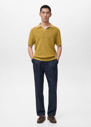 Mango Strukturiertes Baumwoll-Strickpolo curry - Herren - XXL - MANGO MAN