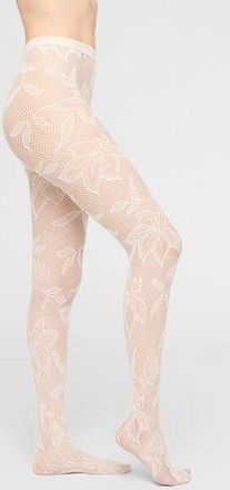Calzedonia Spitzenstrumpfhose Mit Maxi-blumenmuster Wei&szlig;