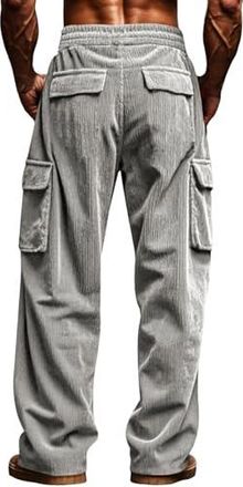 Generic Pantalon cargo en velours c&ocirc;tel&eacute; pour homme - Taille &eacute;lastique - Pantalon de randonn&eacute;e avec cordon de serrage - Pantalon de surv&ecirc;tement uni - Pantalon