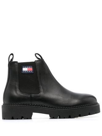 Tommy Jeans bottines en cuir à patch logo 40 mm - Noir