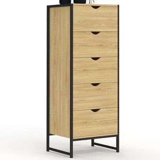 IDMarket Chiffonnier 5 tiroirs Detroit 45 cm Commode semainier Design Industriel