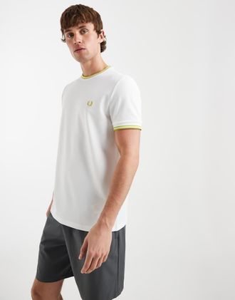 Fred Perry T-shirt de sport densemble style tennis avec logo et bords contrastants - Blanc