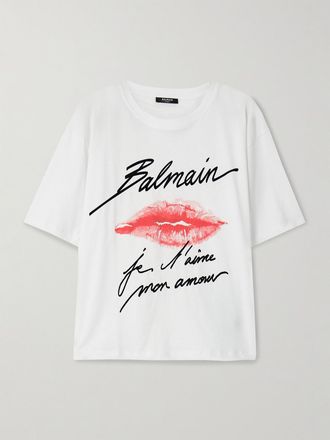 Balmain T-shirt Aus Baumwoll-jersey Mit Prints - Weiß