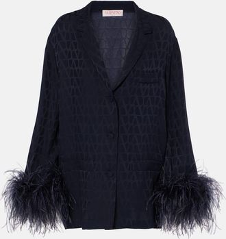 Valentino Hemd Toile Iconographe aus Seide mit Federn