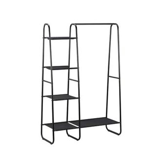 axentia Garderoben-Kleiderständer mit Ablagen, schwarz, ca. 100 x 150 x 40 cm