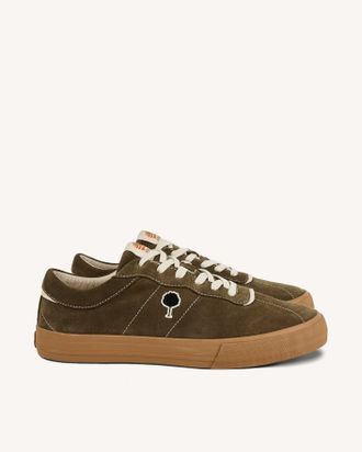 Faguo Baskets cuir su&egrave;de kaki