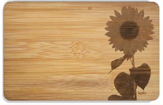 Wallario Frühstücksbrettchen aus Holz, Holzunterlage, Holzbrettchen Sonnenblume, Größe 22 x 14 cm
