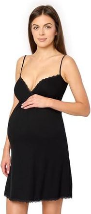 Merry Style Fond de Robe de Grossesse en Viscose élastique Respirant Doux pour la Peau Robe Grossesse Vêtements de Tous Les Jours MS10-466 (Noir, XL)