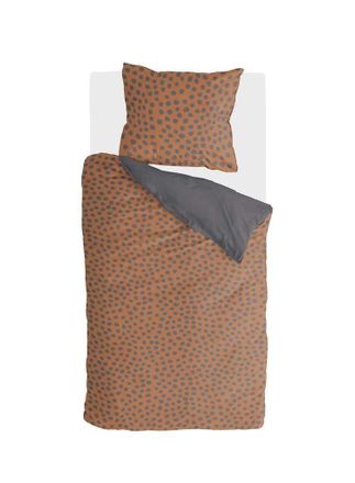 Walra Bettwäsche-Set Spots & Dots, 100% Baumwolle, 135x200, Wendebettwäsche, 2-teilig, Cognac