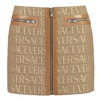 Versace Femme, Jupes, Beige, Taille: 36 FR Jupe en cuir
