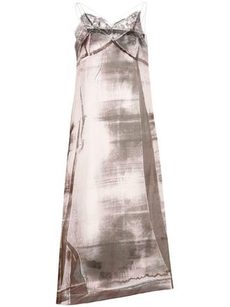 Maison Margiela robe mi-longue en soie - Tons neutres