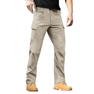 Generic Pantalon cargo pour homme - Pantalon de travail tactique militaire - Coupe ample - &Eacute;lastique - Avec plusieurs poches - L&eacute;ger et respirant, kaki, 3XL