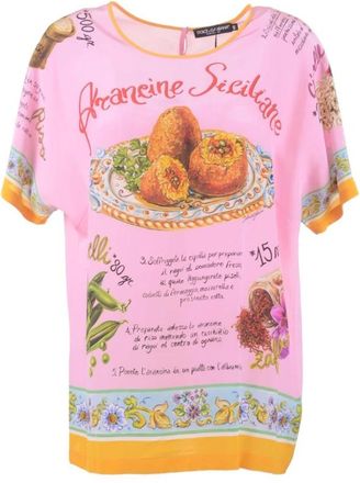 Dolce & Gabbana Femme, Tops, Multicolore, Taille: 44 FR Short Sleeves Top