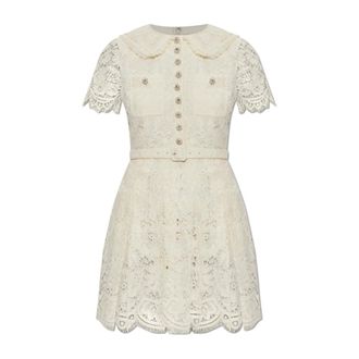 Self Portrait Femme, Robes, Beige, Taille: 34 FR Robe en dentelle