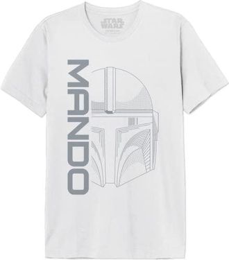 Star Wars &laquo; Mandalorian - Mando Icon and Logo &raquo; MESWMANTS206 T-Shirt Homme, Blanc, Taille XS