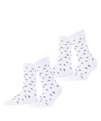 Esprit Petite Flowers Multipack W So viscose fantaisie lot de 2 paires, Chaussettes Femme, Blanc White 2000, 39-42