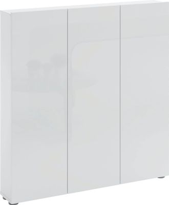 Möbelando Schuhschrank SPAZIO in weiß mit 3 Türen und 12 Fächern. Abmessungen (BxHxT) 110,2x115x18,6 cm