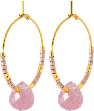 Brillaxis Cr&eacute;oles acier dor&eacute; pierre rose