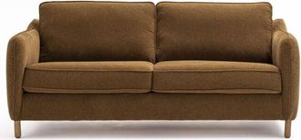 DRAWER Canapé convertible express 3 places en tissu pieds bois foncé - Bronze - VORNAY