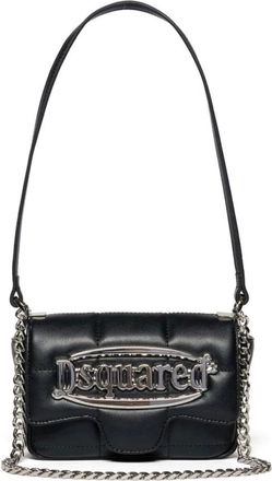 Dsquared2 Femme, Sacs, Noir, Taille: ONE Size Sac bandouli&egrave;re &agrave; rabat avec logo