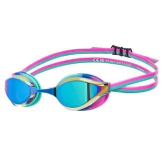 Arena Unisex Erwachsene Python Racing Schwimmbrille f&uuml;r M&auml;nner und Frauen Anti-Fog Spiegel Linse Max Comfort Dual Strap T&uuml;rkis/Wasser/Fuchsia