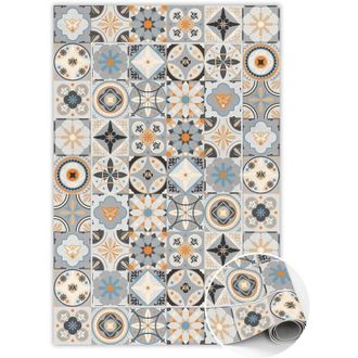 Tulup Tapis Vinyl pvc Antid&eacute;rapant pour Chambre et Cuisine - Carreaux espagnols - 80x120 cm