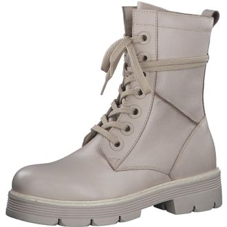 Marco Tozzi Damen Stiefeletten zum Schnüren aus Leder Plateau, Beige (Cream), 38