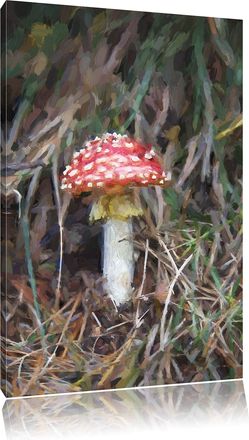 Pixxprint Pilz auf Wiese, Bild, Gr&ouml;&szlig;e: 60x40cm, Leinwandbild, fertig gespannt, Wandbild, Dekoration, Kunstdruck, kein Poster