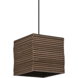 Osram Suspension Decor Cardboard Square marron en carton ondulé, légère, E27, diam. 250 mm, abat-jour en matériau recyclé, durable grâce à sa source