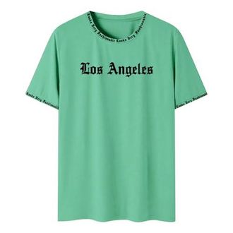 Generic T-shirt pour homme 1 pi&egrave;ce &agrave; manches courtes et imprim&eacute; alphabet - Col rond - Tissu tricot&eacute; en polyester avec l&eacute;ger stretch - Coupe normale - Style pu