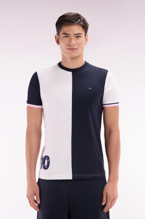 Eden Park T-shirt Bicolore Xv De France En Coton Blanc Coupe Droite