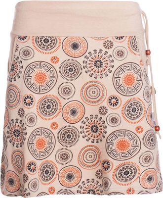 vishes Alternative Bekleidung - Damen Mini-Rock Baumwolle Mandala-Muster extra breiter Bund mit Kordel-Zug mit Taschen beige 40