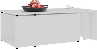 Generic Couchtisch, Umwandelbarer Couchtisch, Verstellbare Breite mit Verstecktem Staufach f&uuml;r den Einsatz Im Wohnzimmer oder Im B&uuml;ro (Wei&szlig;)