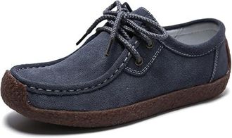 Generic Mocassins à Lacets en Cuir pour Femmes, Mocassins Plats Confortables à Bout Rond et Chaussures de Travail antidérapantes pour infirmières,Gris,35