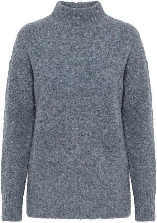 Ulla Popken Strickpullover Pullover Boucl&eacute;-Feinstrick Stehkragen Langarm