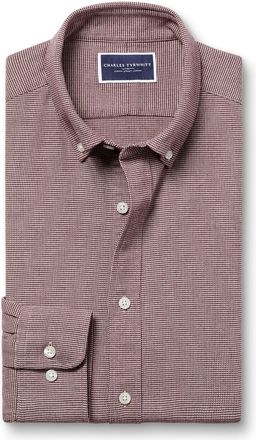CHARLES TYRWHITT Flanellhemd aus Dobby-Gewebe - Burgunderrot