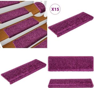 vidaXL Tapis descalier 15 pcs 65x21x4 cm Violet - Tapis Descalier - Tapis Marche - Protection Escalier - Antid&eacute;rapant - Insonorisant - Home & Living
