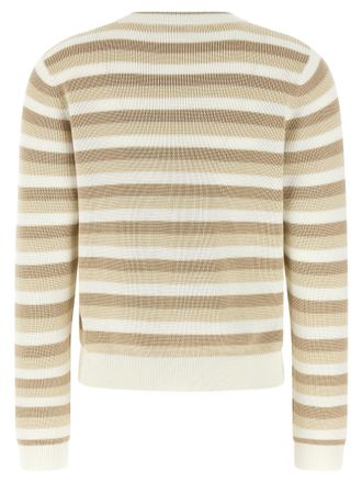 Brunello Cucinelli Striped Cotton Knit Sweater - Beige