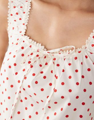 WeWoreWhat Babydoll-Kleid in Elfenbeinwei&szlig; mit Punkten