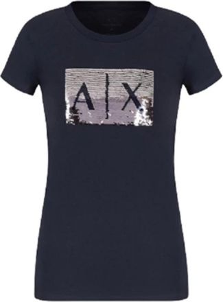 A|X Armani Exchange Sequin Logo T-Shirt - - Tops - Damen - Blau - L