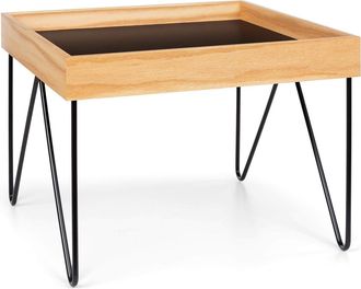 Besoa Lyon Kaffeetisch, Beistelltisch Serviertisch, abnehmbares Tablett: Melamin/MDF mit Eichenfurnier, Rahmen: Stahl, max. Belastung: 50kg, Größe: 54, 5x41