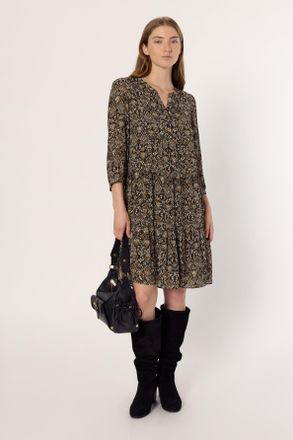 Gerard Darel Robe courte &agrave; imprim&eacute; ethnique - LYNE - Kaki moyen